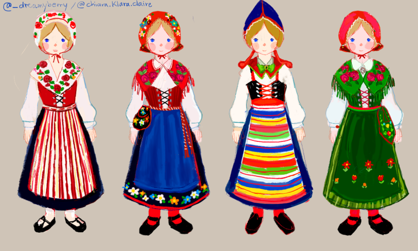 Swedish folk costumes – a Polyglot illustrating Scandinavia