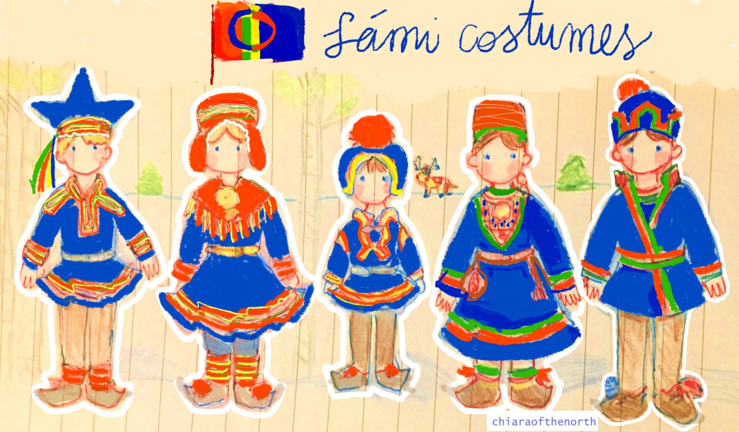 Sami traditional costumes – a Polyglot illustrating Scandinavia